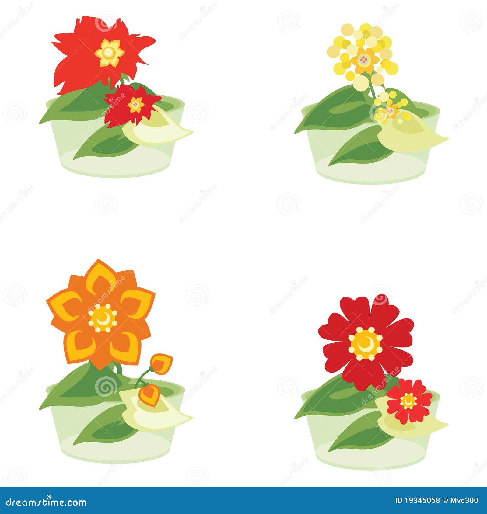 Four flowers stock vector. Illustration of leaf, floral - 19345058