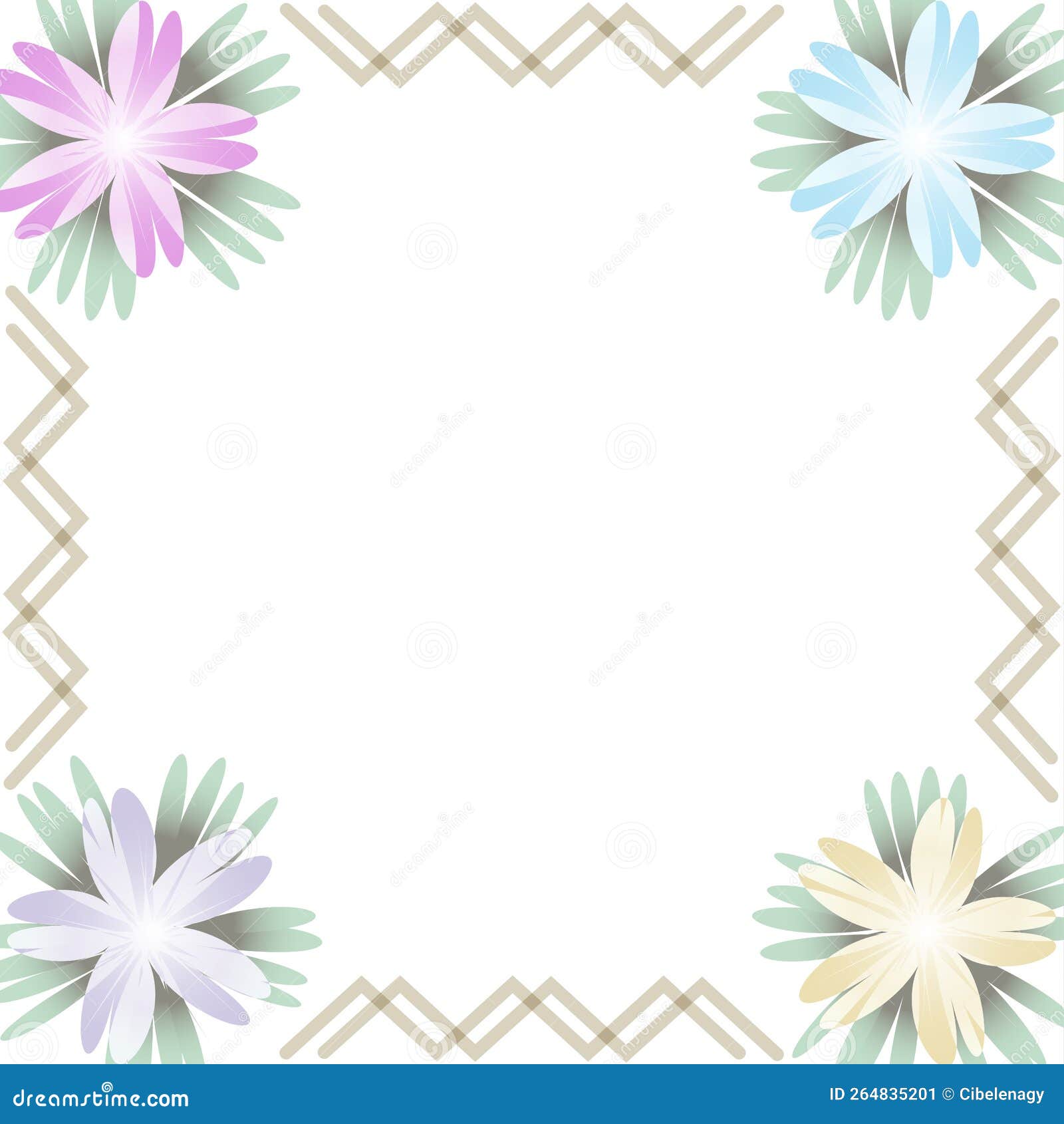 Four Flowers Abstract Frame (Square Frame Edge for Social Media ...