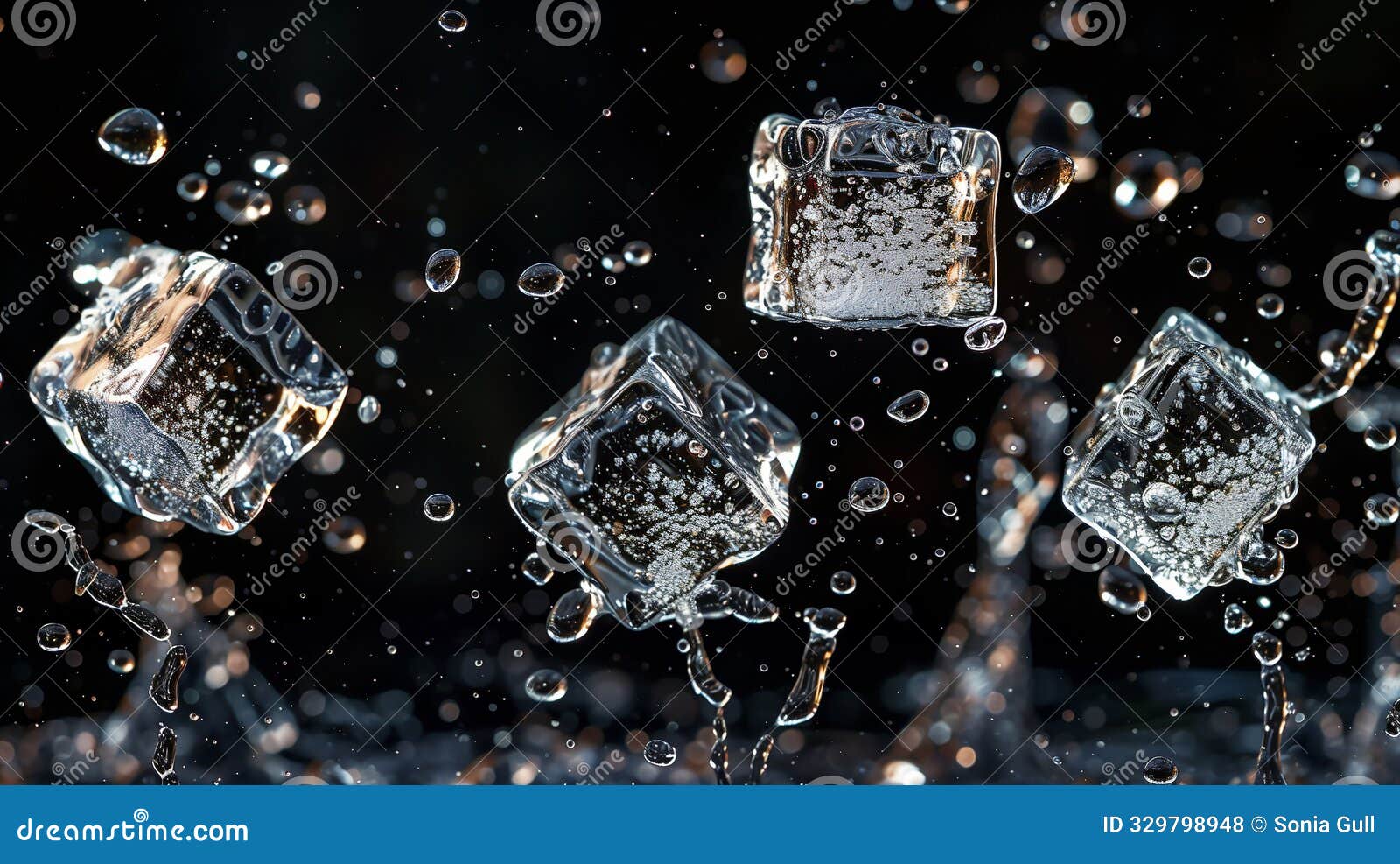 Four Ice Cubes Captured in Flight, Cut Out for a Crisp and Cool Visual ...