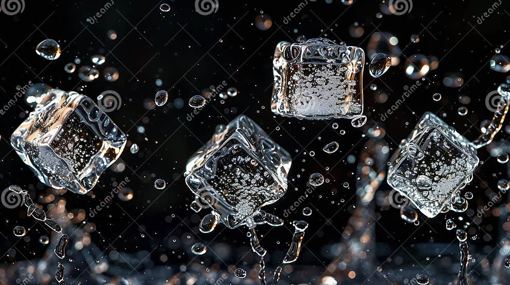 Four Ice Cubes Captured in Flight, Cut Out for a Crisp and Cool Visual ...