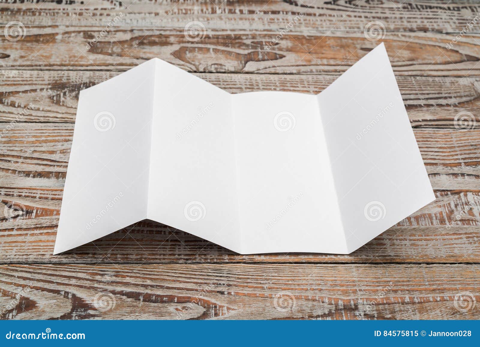Four - Fold White Template Paper on Wood Texture . Stock Image - Image ...