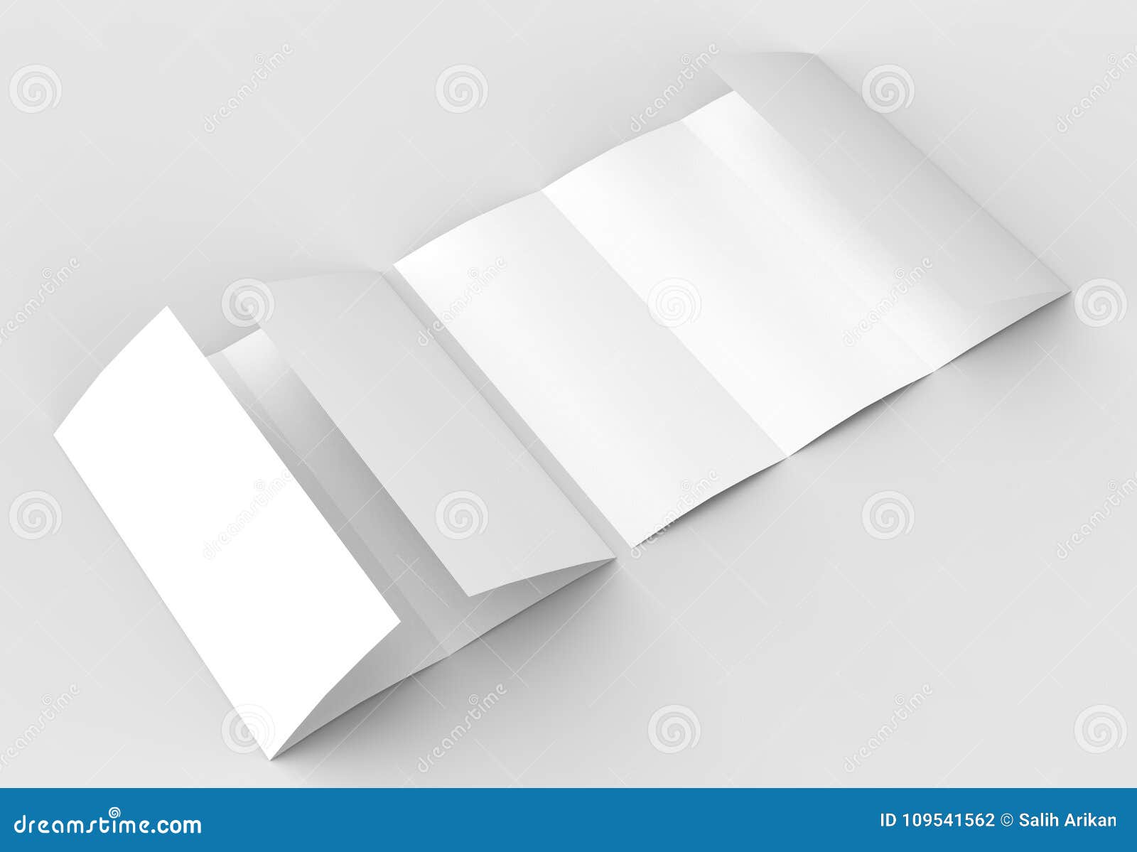 Four Folded - 4-Fold - Vertical Brochure Mock-up Isolated on Soft Gray ...