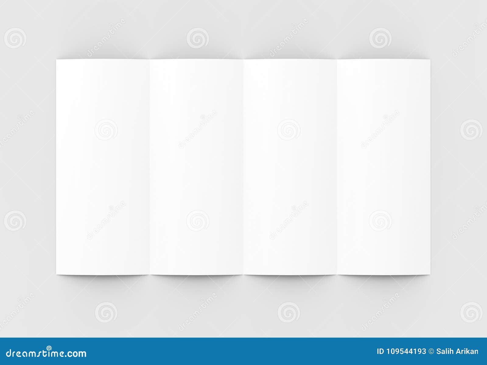 Four Folded - 4-Fold - Vertical Brochure Mock-up Isolated on Soft Gray ...