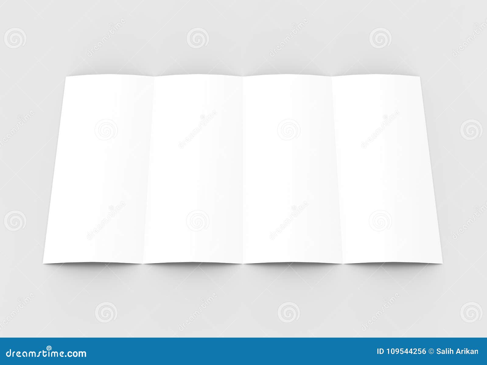 Four Folded - 4-Fold - Vertical Brochure Mock-up Isolated on Soft Gray ...