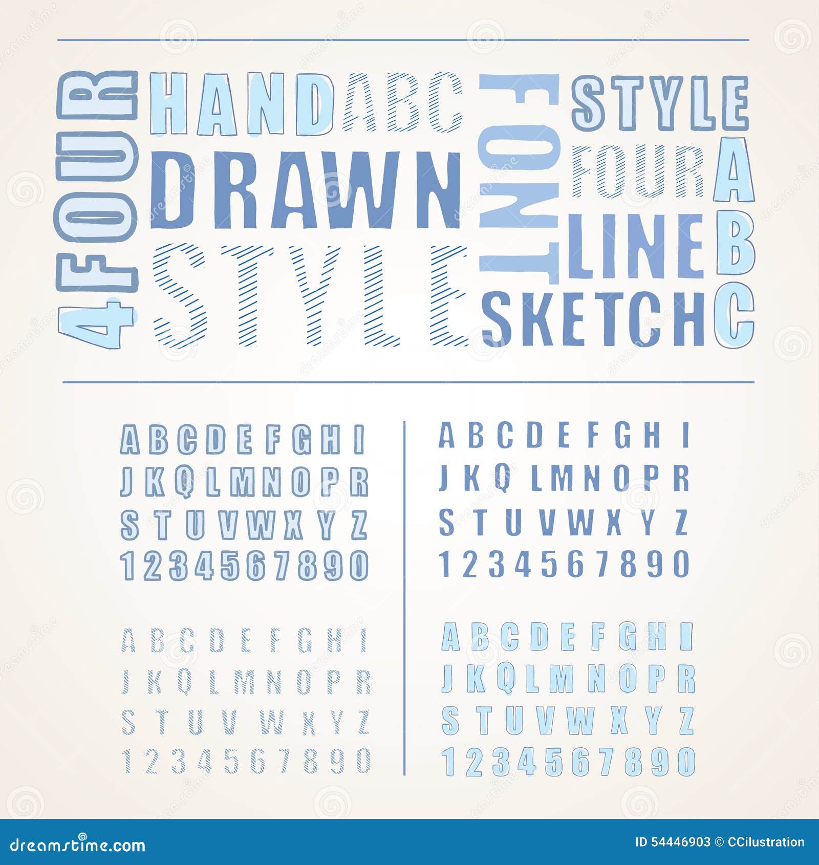 Four Font Alphabet, Vector Illustration Stock Vector - Illustration of ...