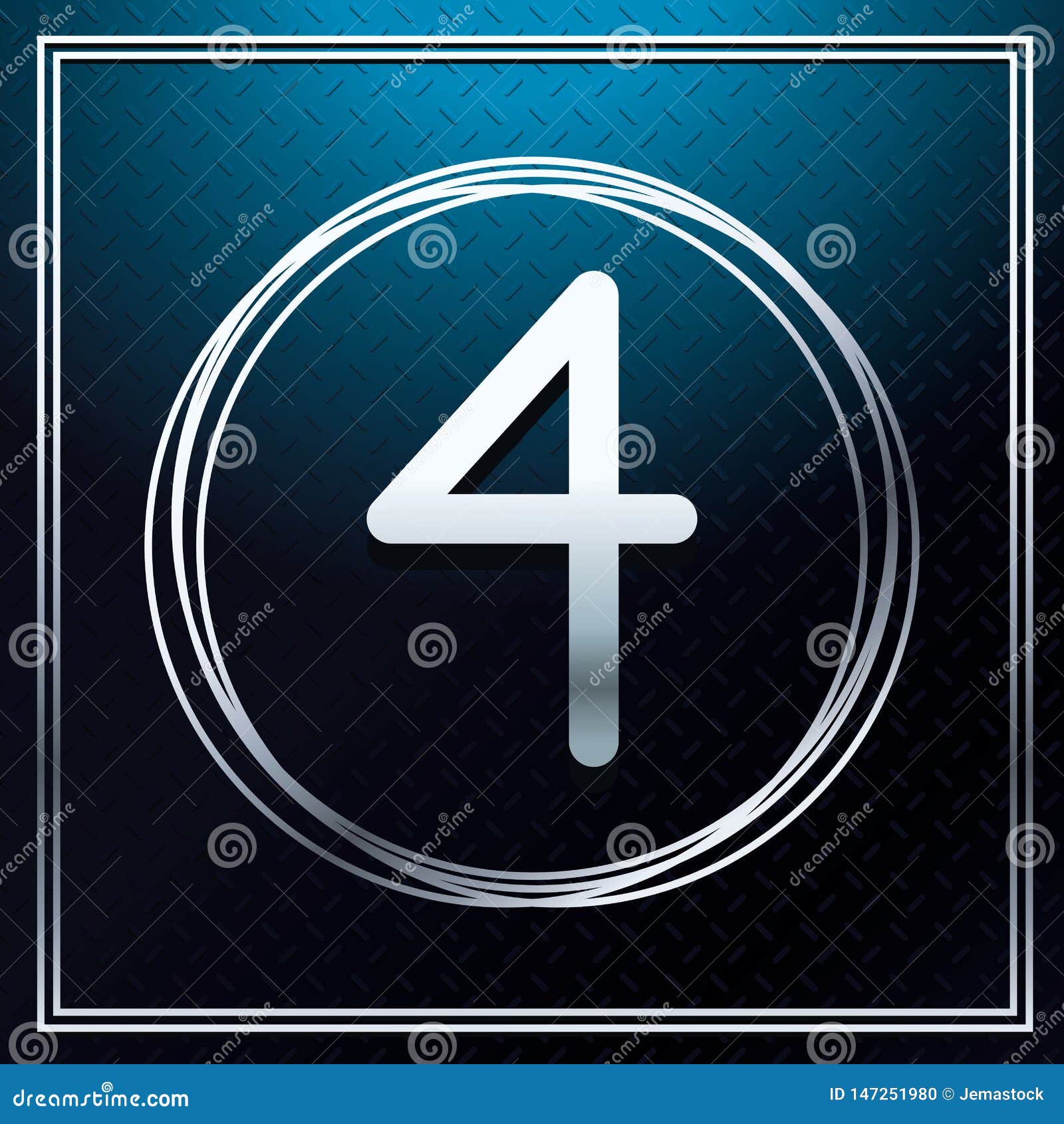 Four Font Number Over Metallic Texture Stock Vector - Illustration of ...