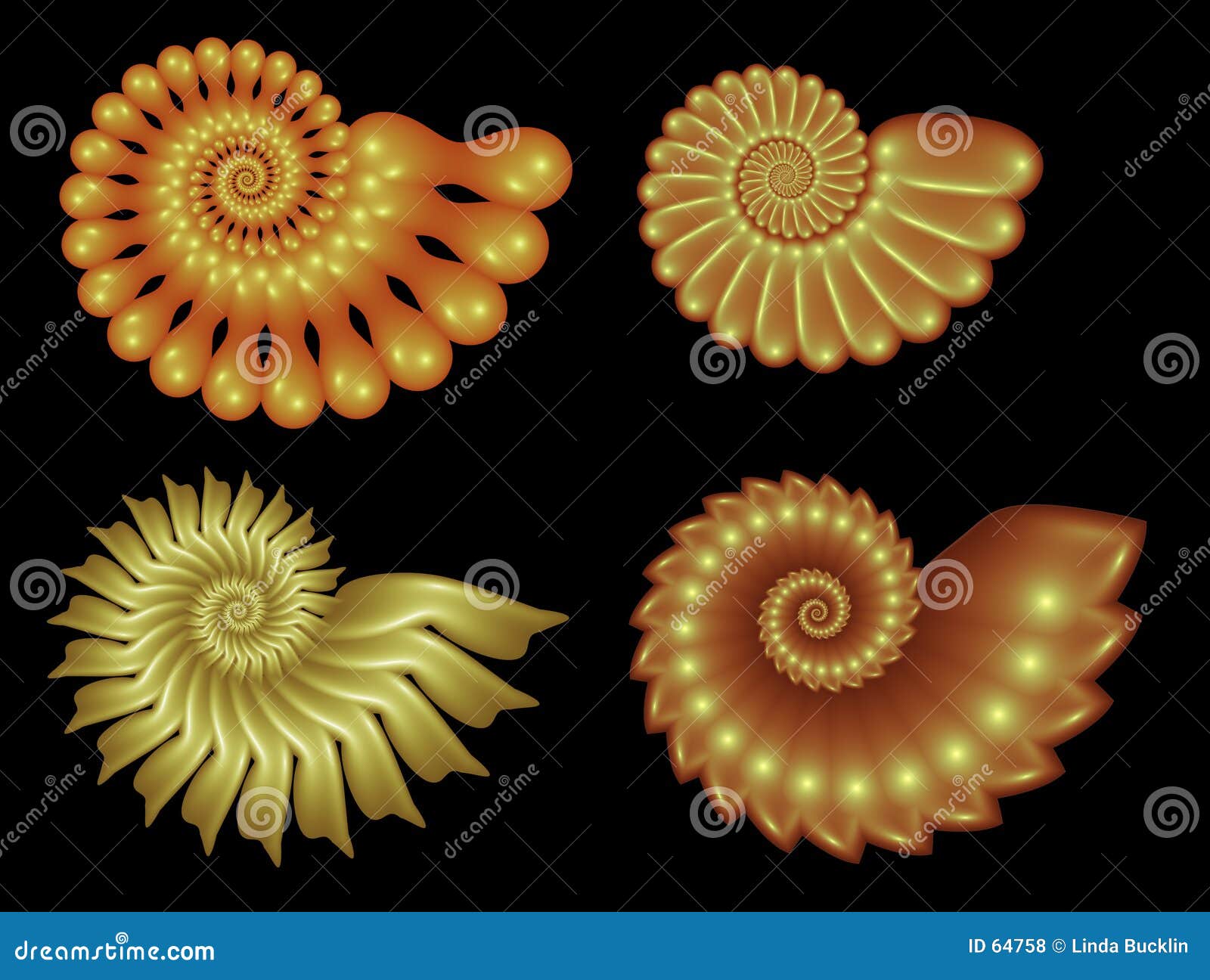 Four Fractal Spirals stock illustration. Illustration of ornate - 64758