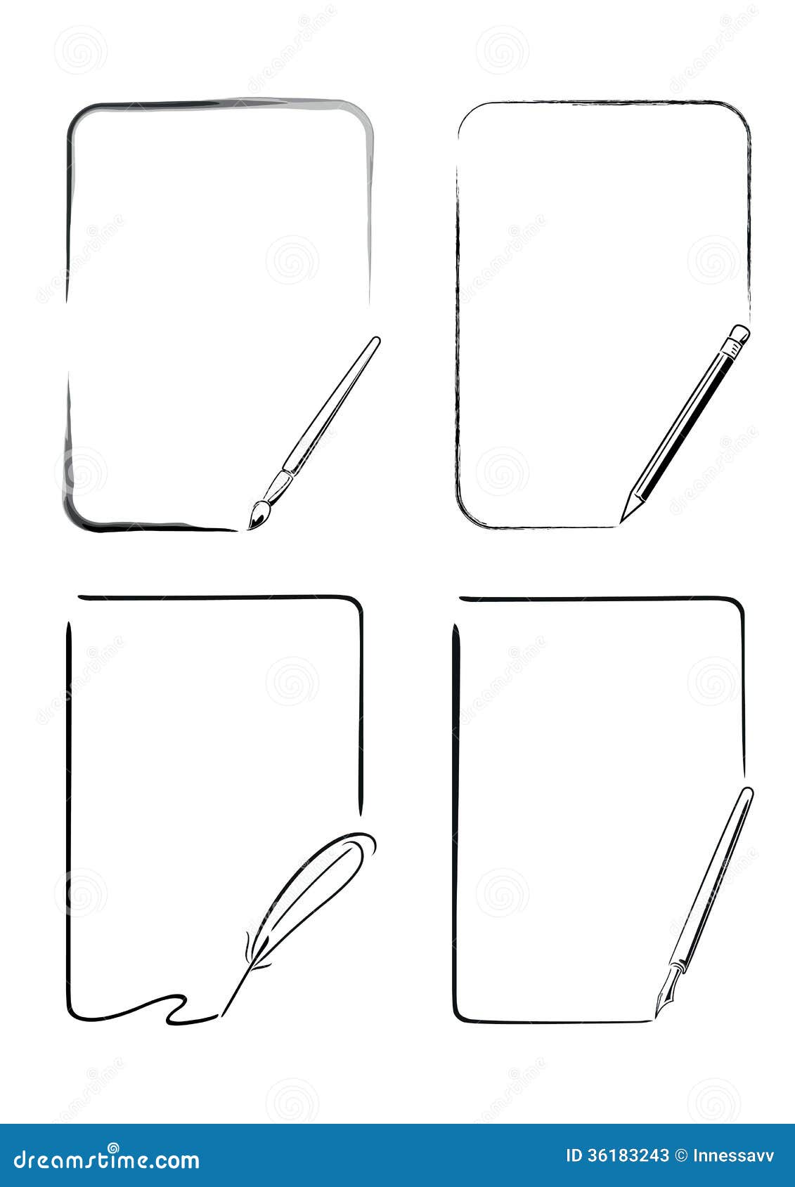 Four Frames in Artistic Style Stock Vector - Illustration of writing ...