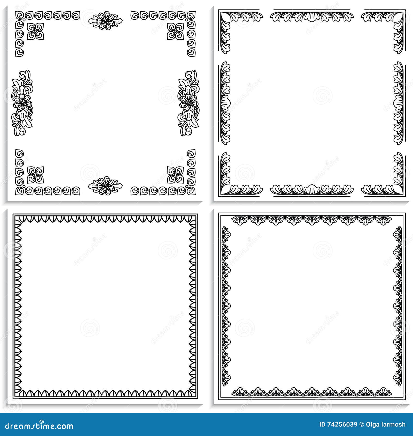 Four Frames In Balinese Style. Stroke Lines. Vector Illustration ...