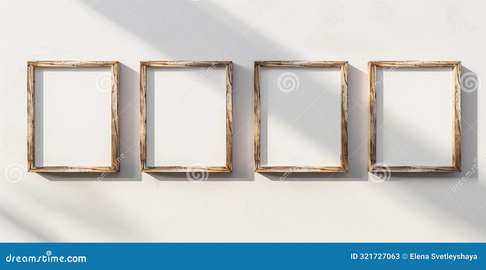 Four Frames on a White Wall. Simple Minimalistic Design. Stock ...