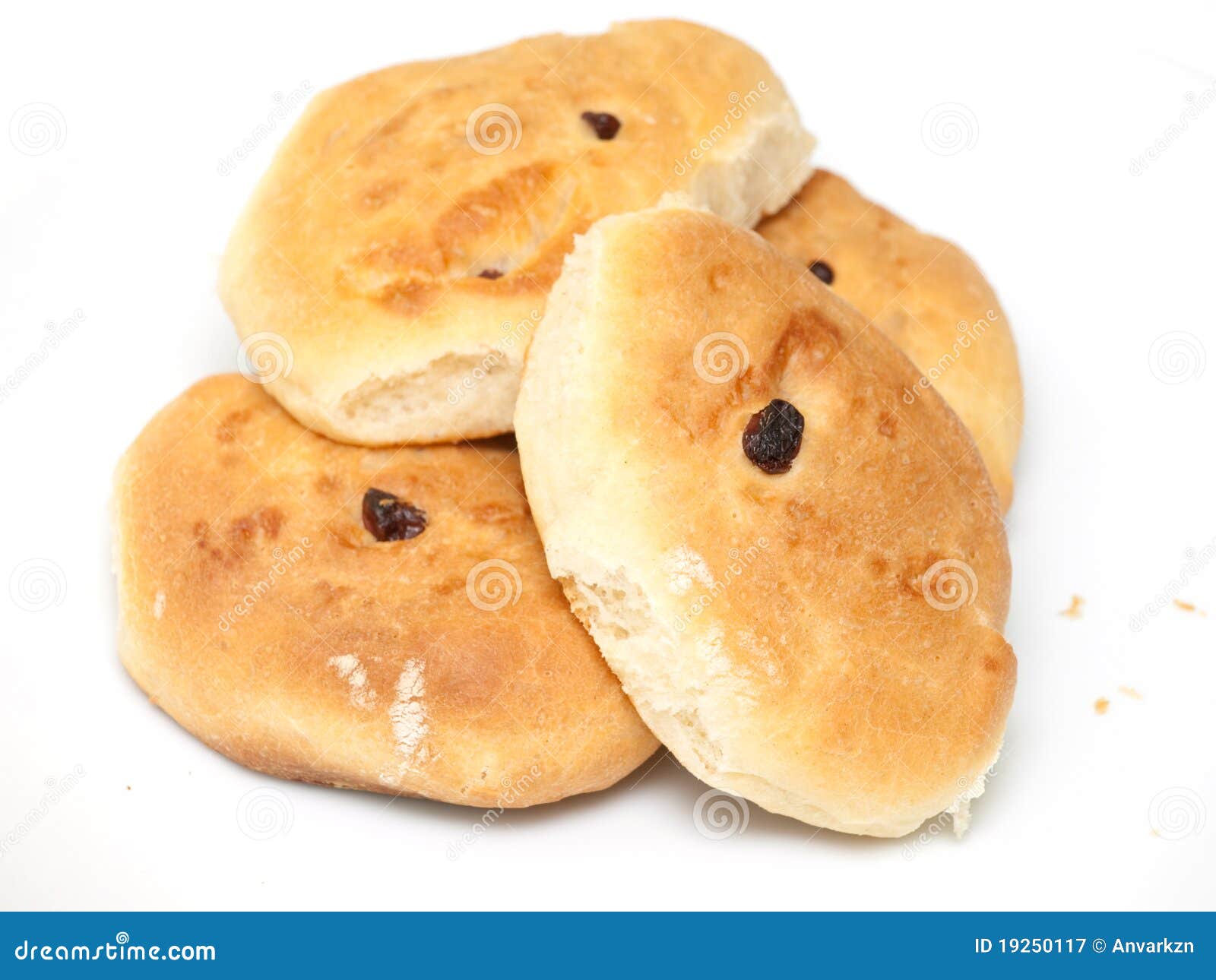 Four Fresh Buns with Raisins Stock Image - Image of baked, health: 19250117
