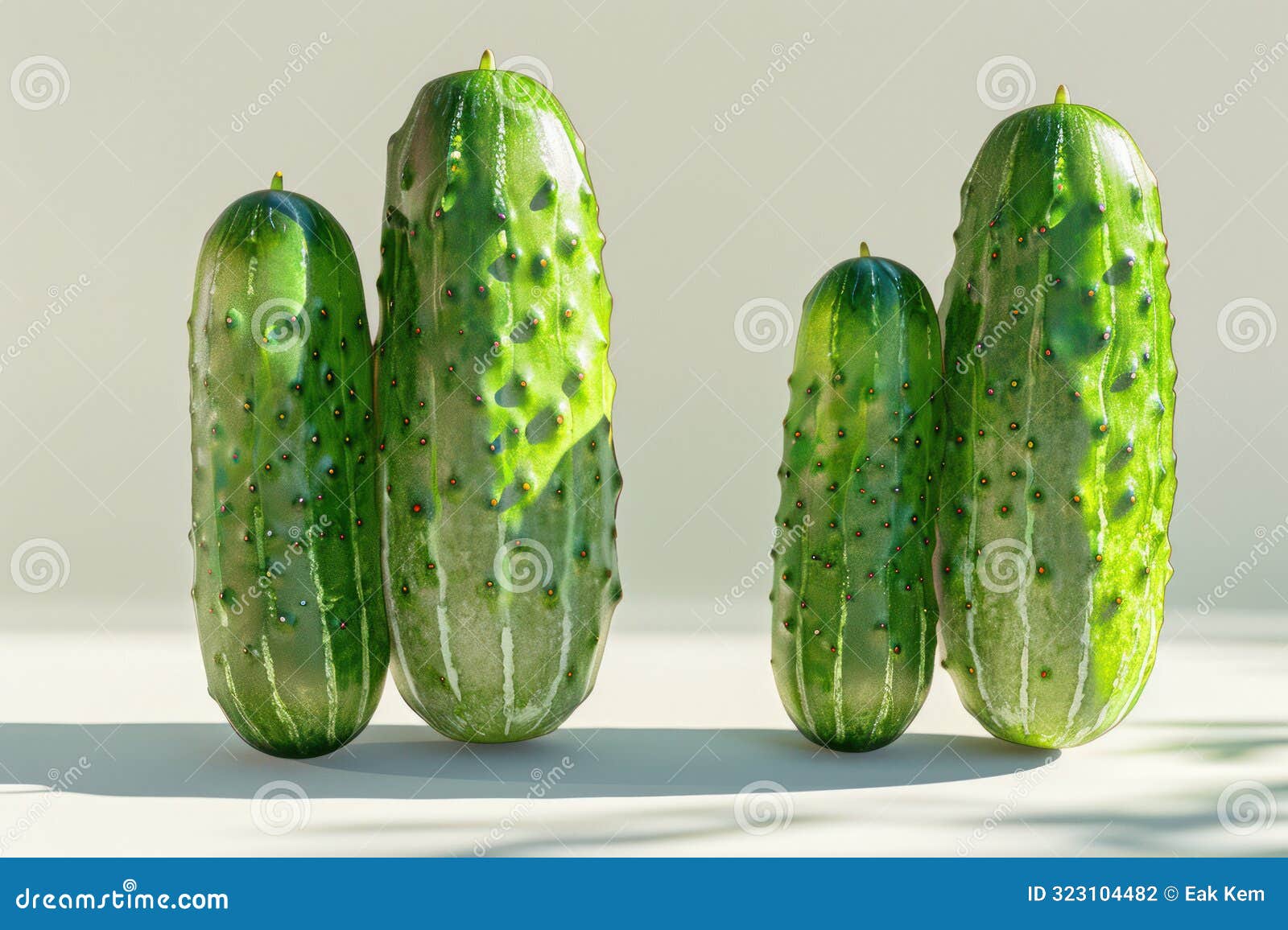 Four Fresh Organic Cucumbers in Sunlight High Resolution Image of Shiny ...