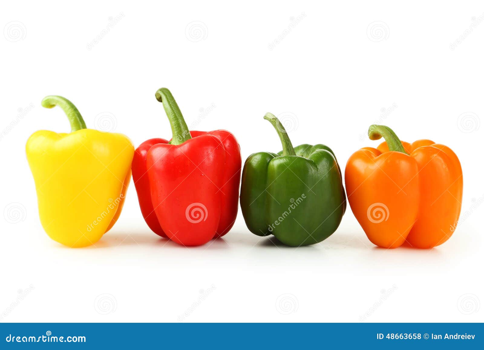 Four Fresh Pepper Isolated on a White Stock Photo - Image of health ...