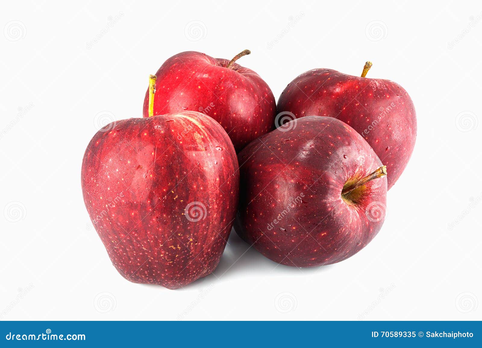 Four Fresh Red Apples with Drops Isolated on White Stock Image - Image ...