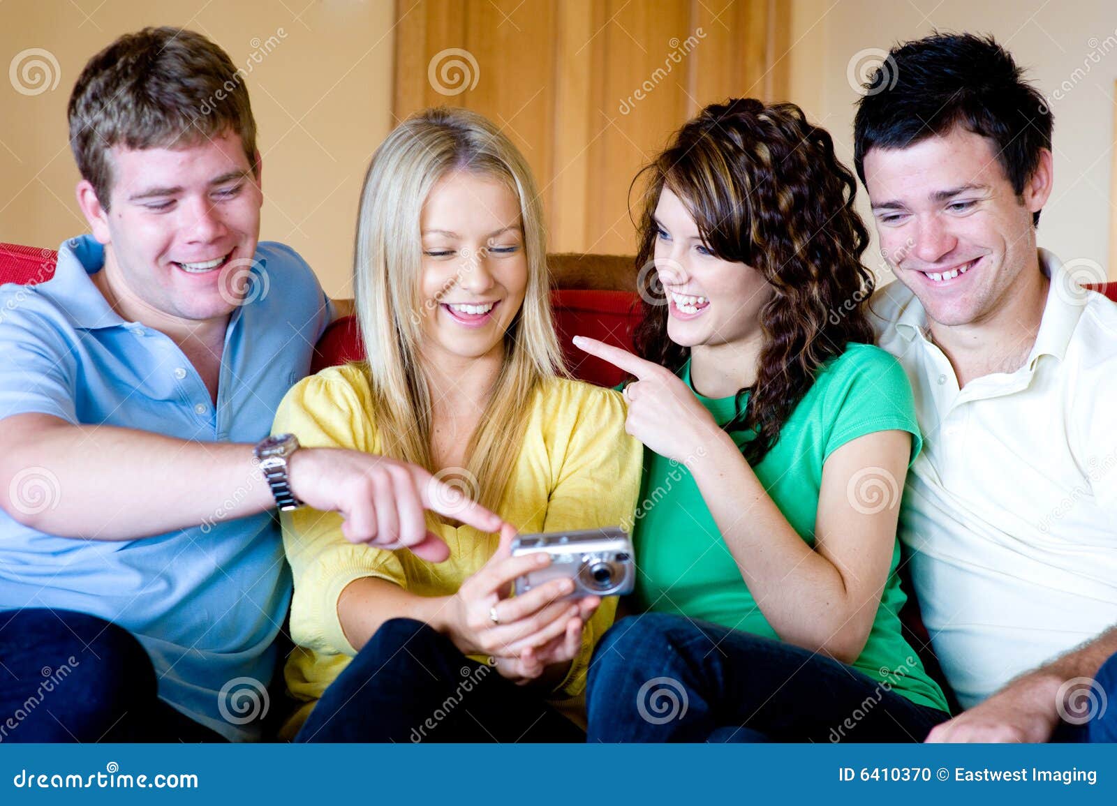 Four Friends stock photo. Image of electronics, bright - 6410370