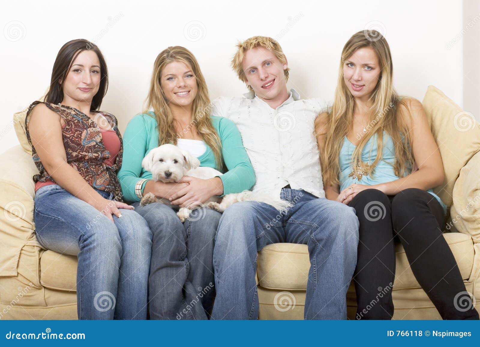 Four friends and a dog stock photo. Image of family, charlies - 766118