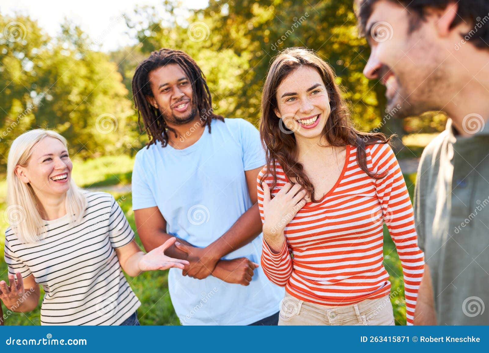Four Friends are Having Fun Together on an Outing Stock Image - Image ...