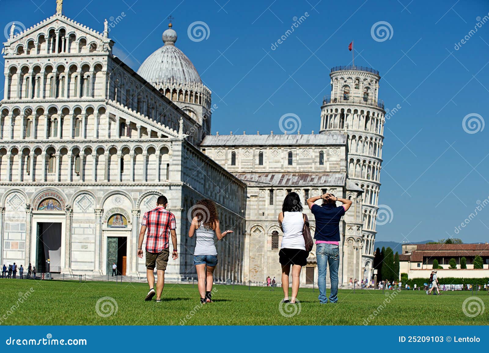 Four Friends on Vacation Visiting Pisa Stock Image - Image of lifestyle ...