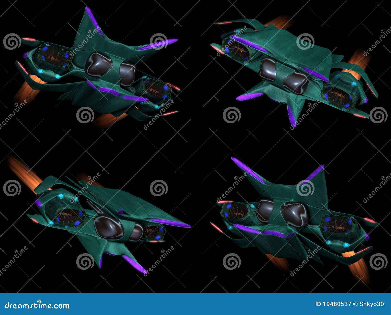 Four Front Views Of A StarFighter In Action Stock Image | CartoonDealer ...