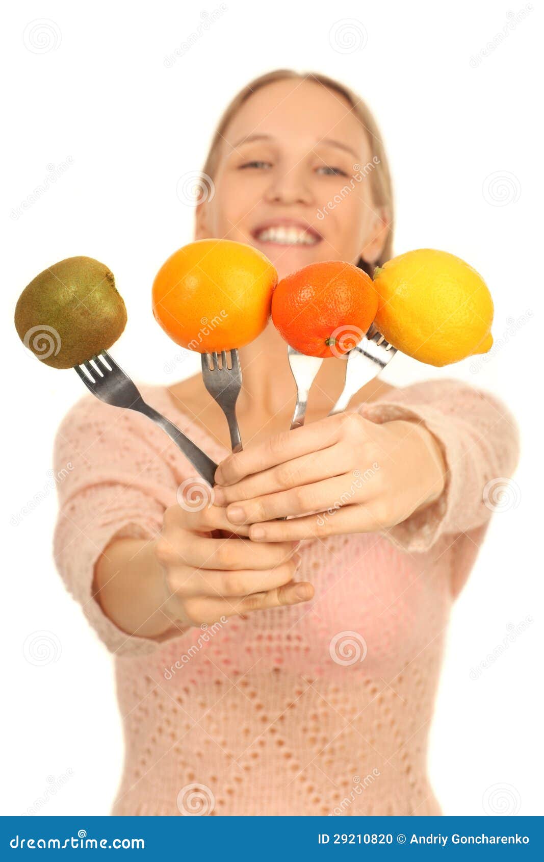 Four fruit on a fork stock photo. Image of fresh, lemon - 29210820