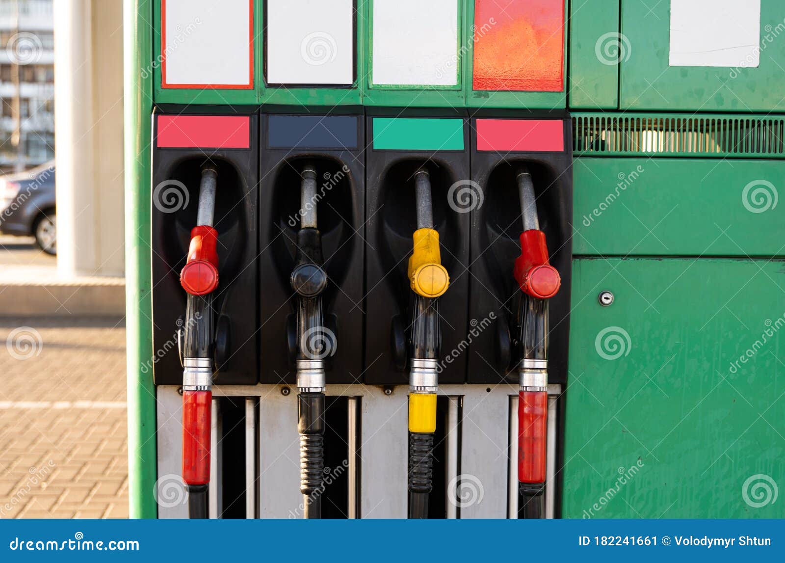 Four Fuel Pumps at a Gas Station. Stock Image - Image of expense ...