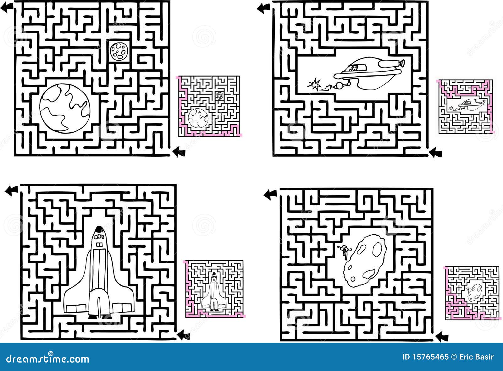 Four Fun Space Mazes stock vector. Illustration of deep - 15765465