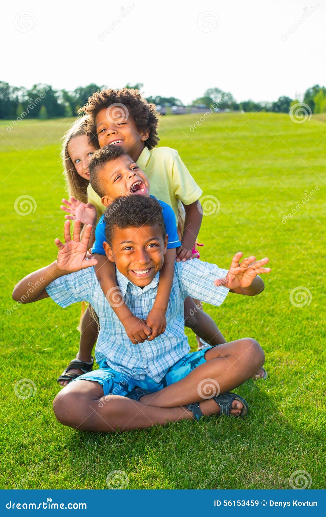 Four funny children. stock image. Image of cute, nature - 56153459