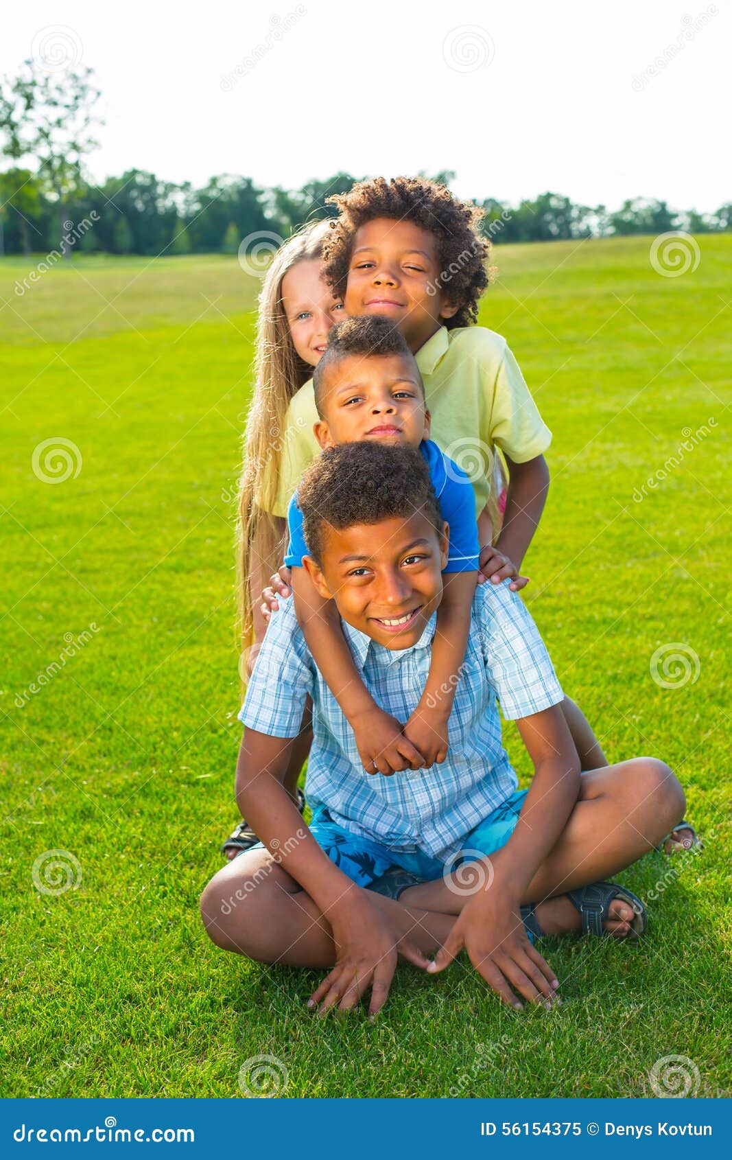 Four funny children. stock image. Image of cute, harmony - 56154375