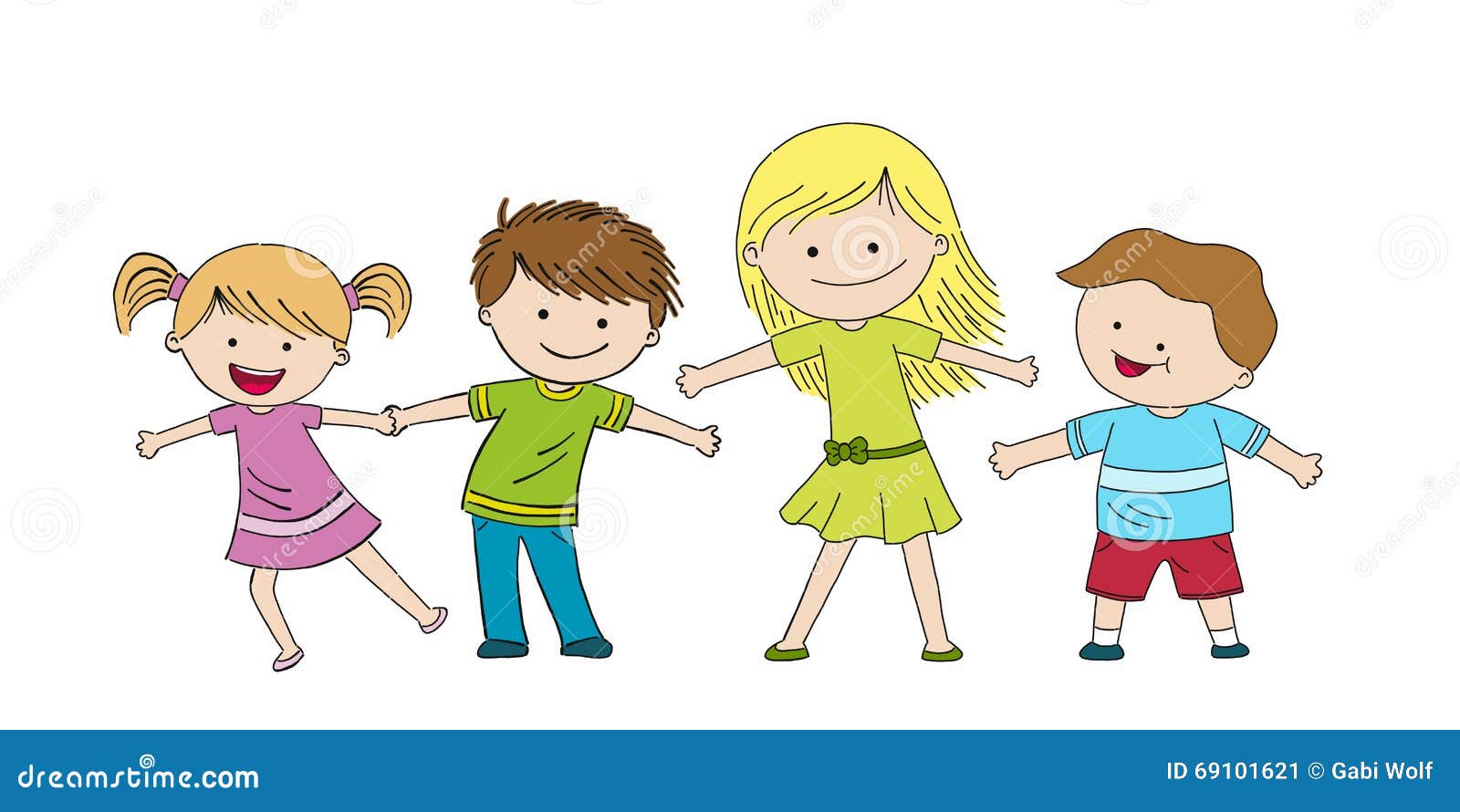 Four funny Kids stock vector. Illustration of children - 69101621