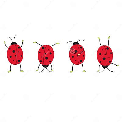 Four funny ladybugs stock vector. Illustration of cute - 22244426