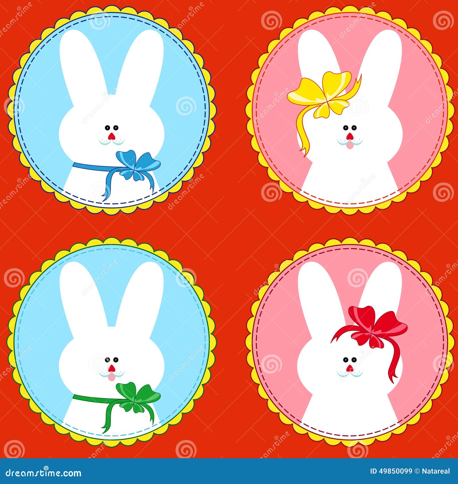 Four Funny Rabbits in Round Frameworks Stock Vector - Illustration of ...