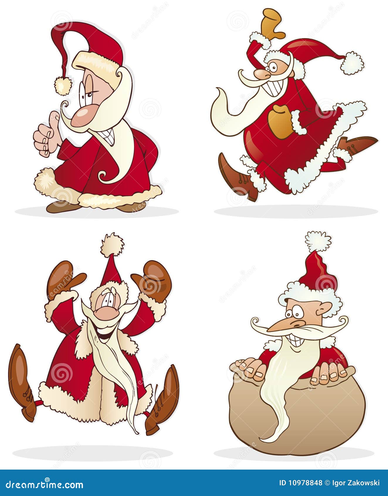 Four funny santas stock vector. Illustration of wave - 10978848