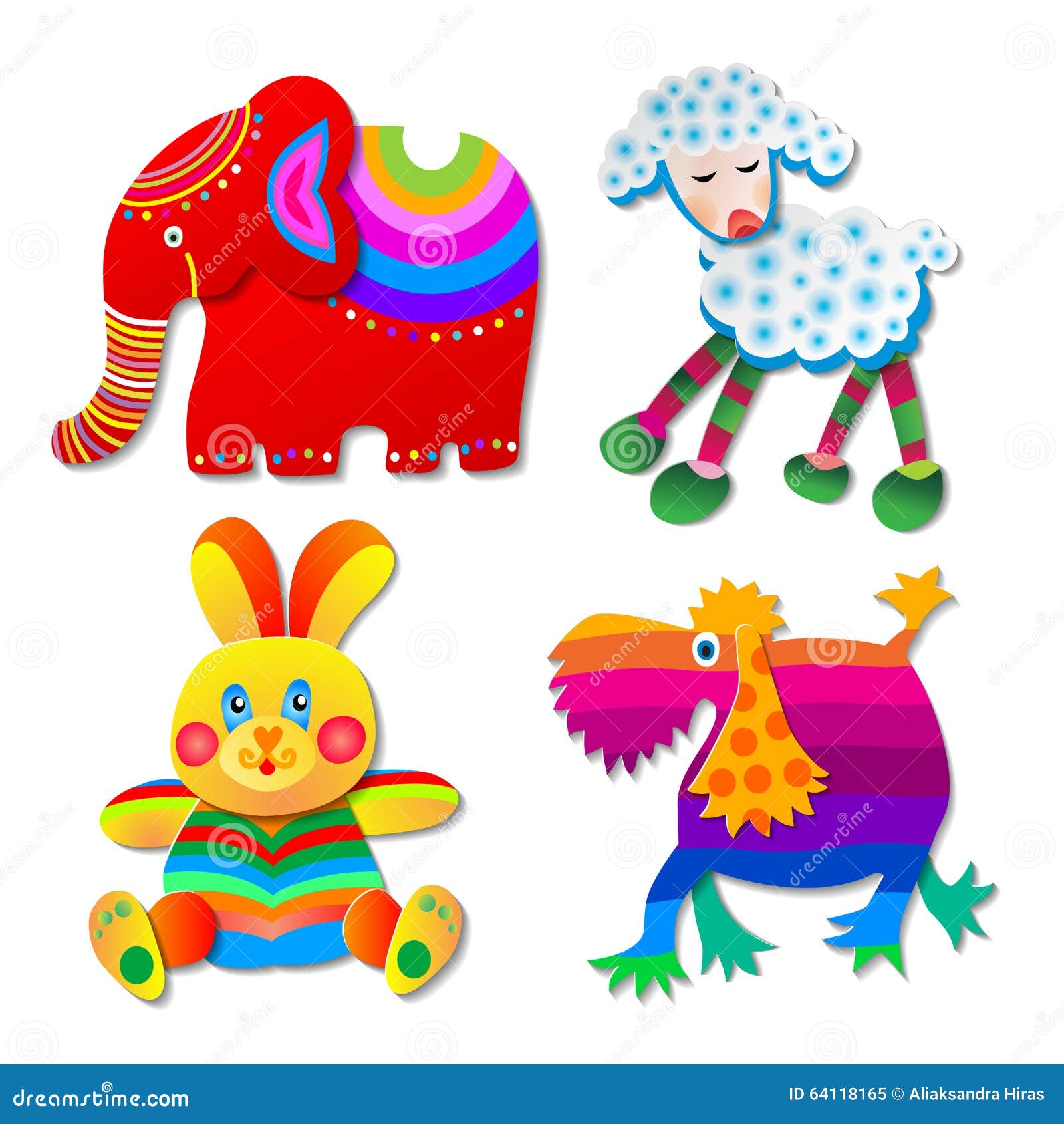 Four funny toys stock vector. Illustration of fullcolor - 64118165