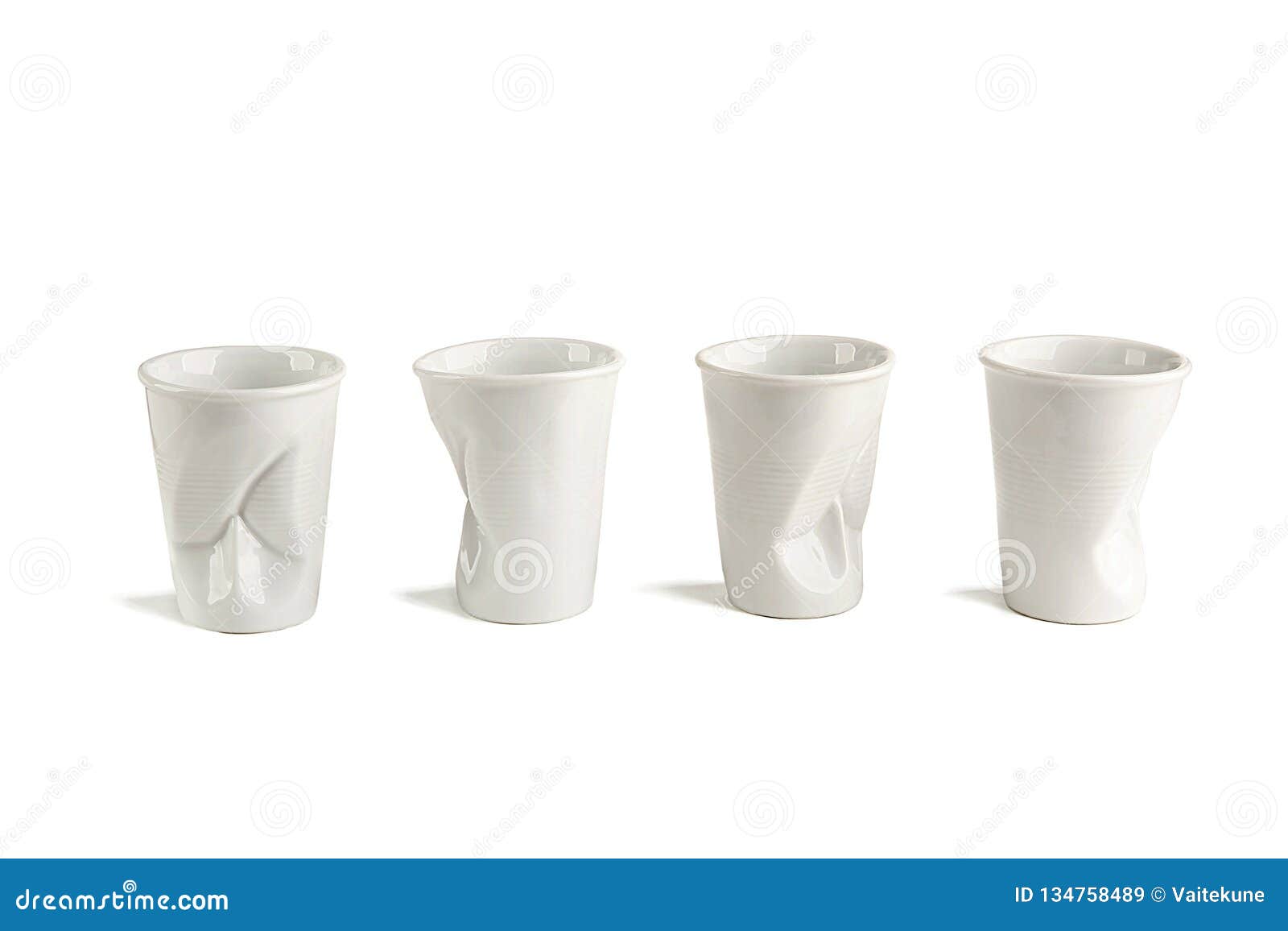 Design Crumpled Ceramic Coffee Cups As Plastic One Time Cups Isolated ...