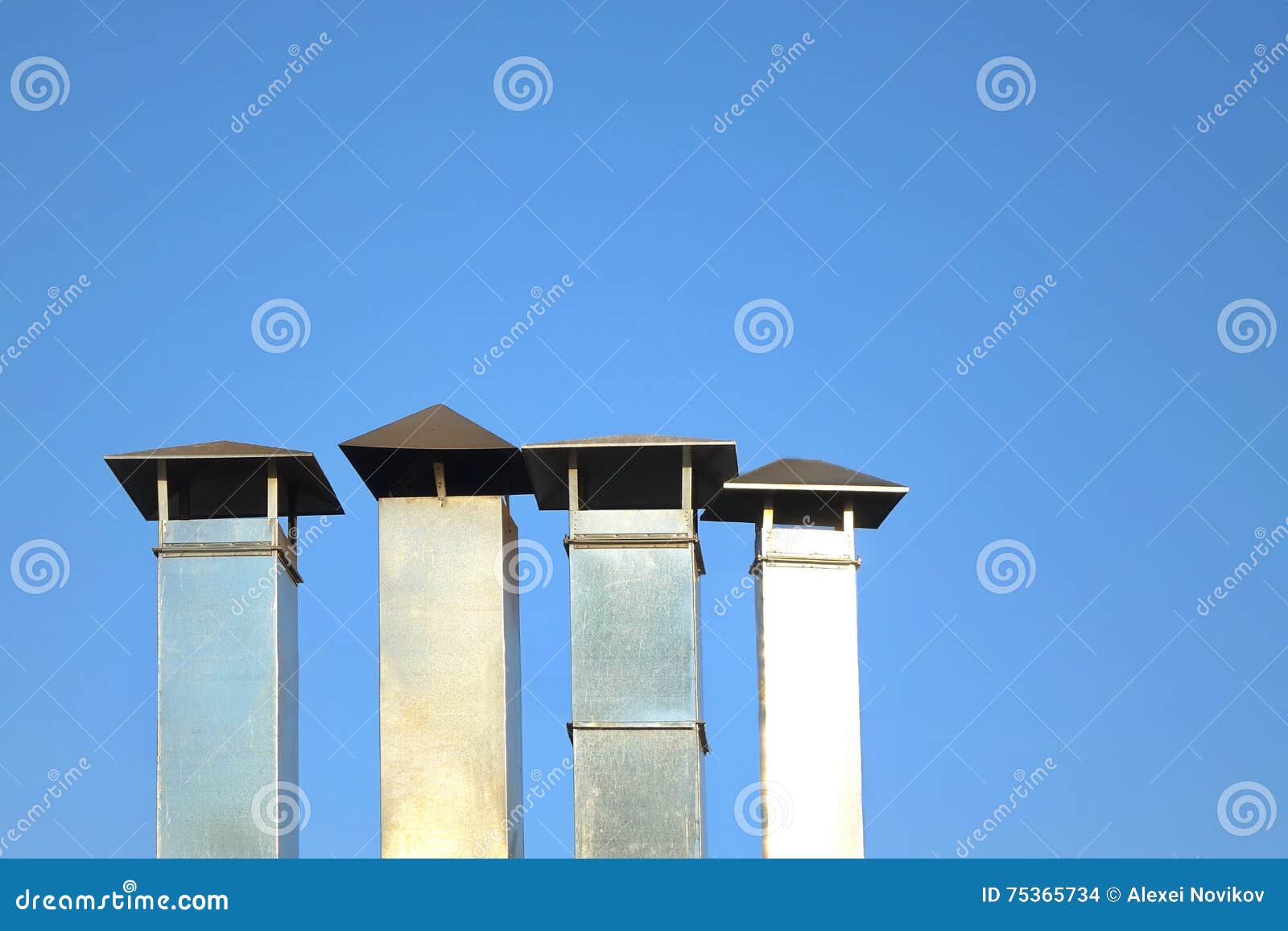Four Galvanized Chimney Pipe or Vent Pipe in a Row Stock Photo - Image ...