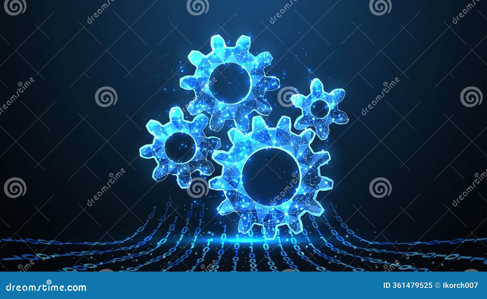 Four Gears on Blue.. Cog Mechanism, Engine System, Operation Progress ...