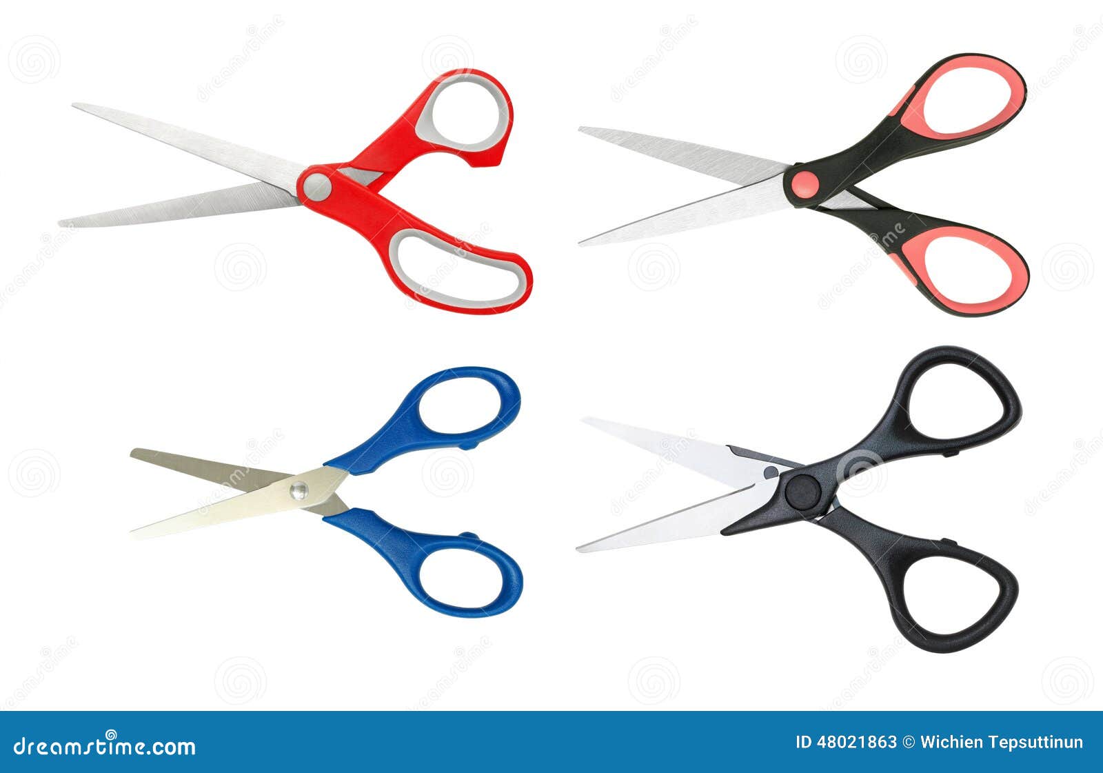 Four General Purpose Scissors Isolated on White Background Stock Image ...
