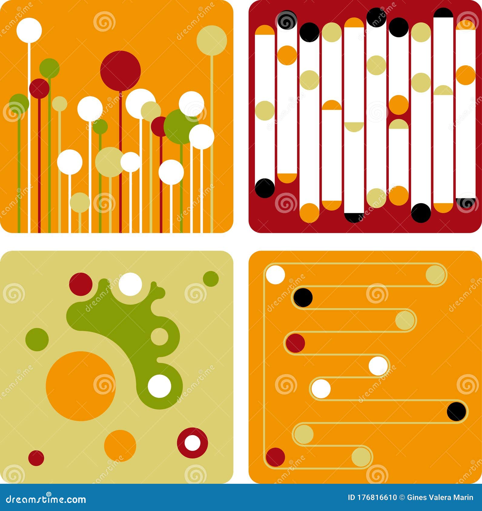 Four Geometrical Soft Retro Backgrounds. Simple Forms. Stock Vector ...