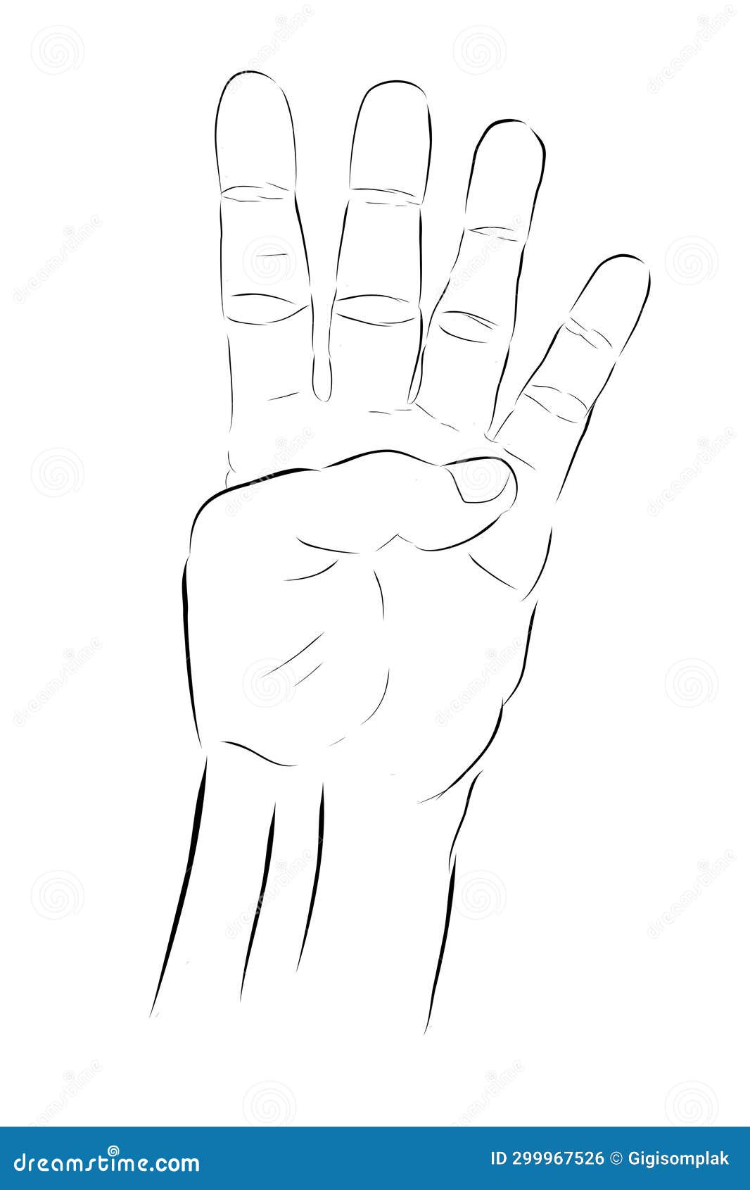 Four 4 Gesture Simple Vector Draw Sketch Doodle Man Hand Stock Vector ...