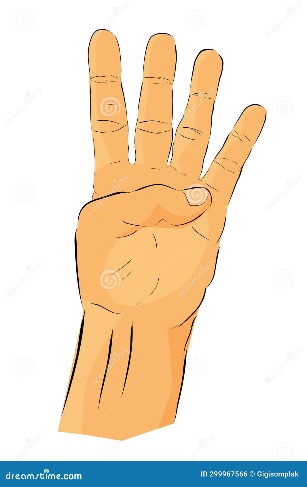 Four 4 Gesture Simple Vector Draw Sketch Doodle Man Hand Stock Vector ...