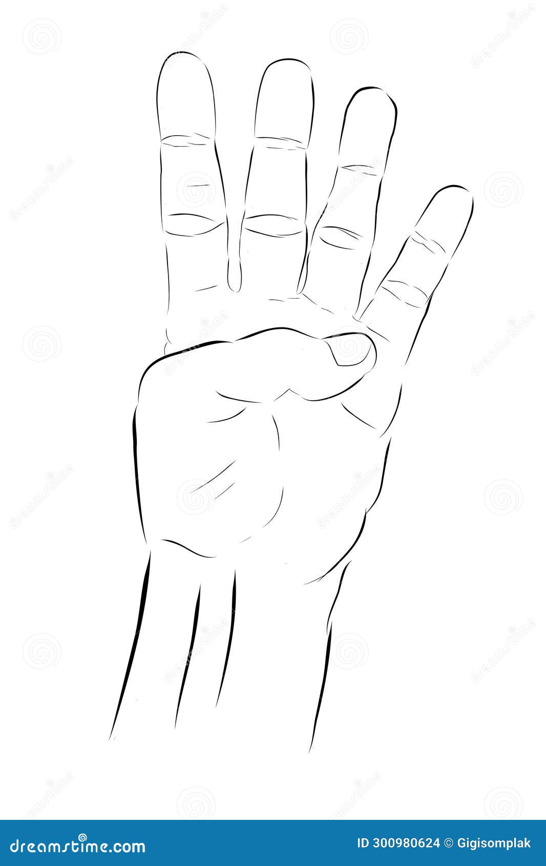Four 4 Gesture Simple Vector Draw Sketch Doodle Man Hand Stock Vector ...