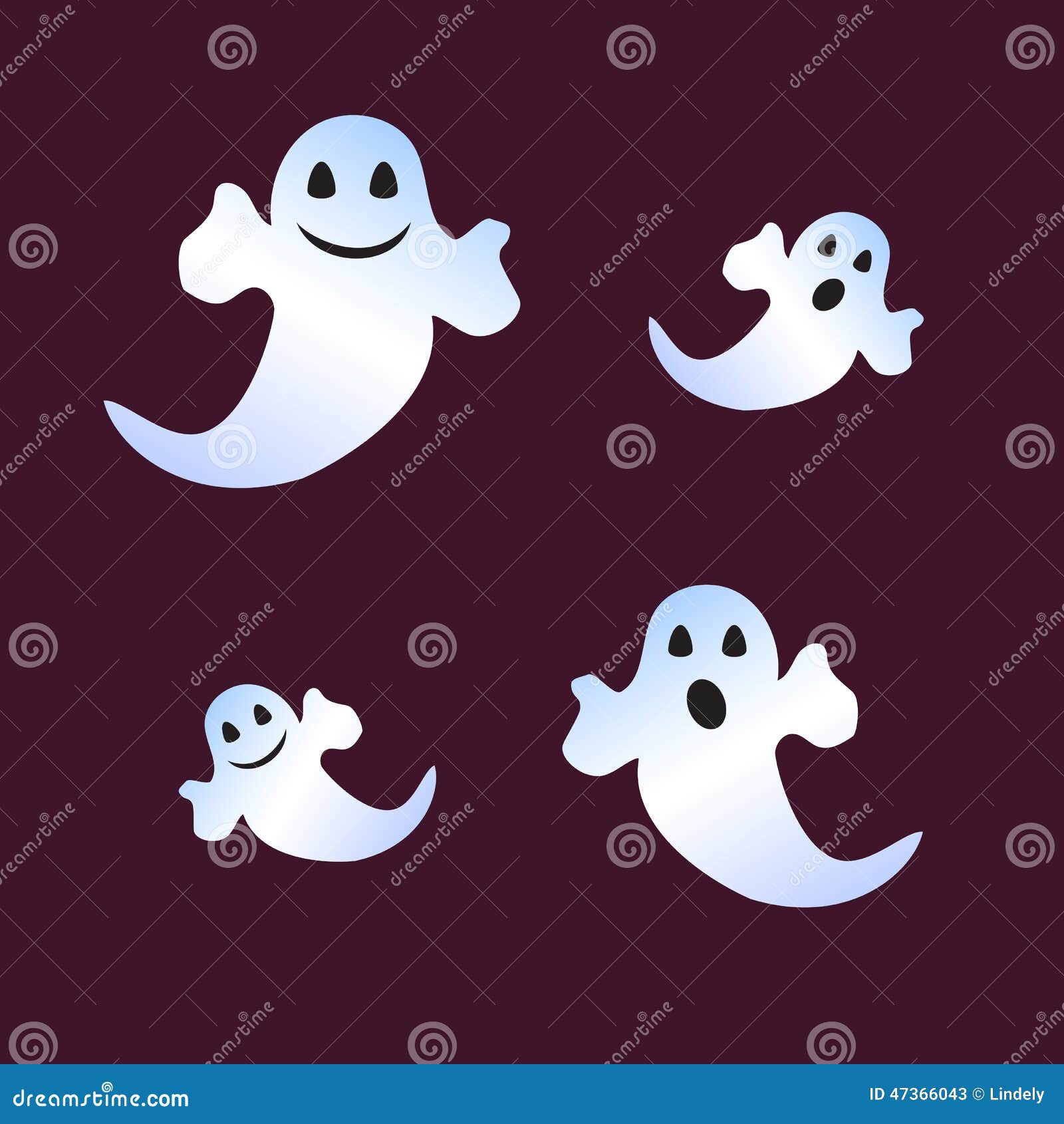 Four ghost stock vector. Illustration of abstract, dead - 47366043