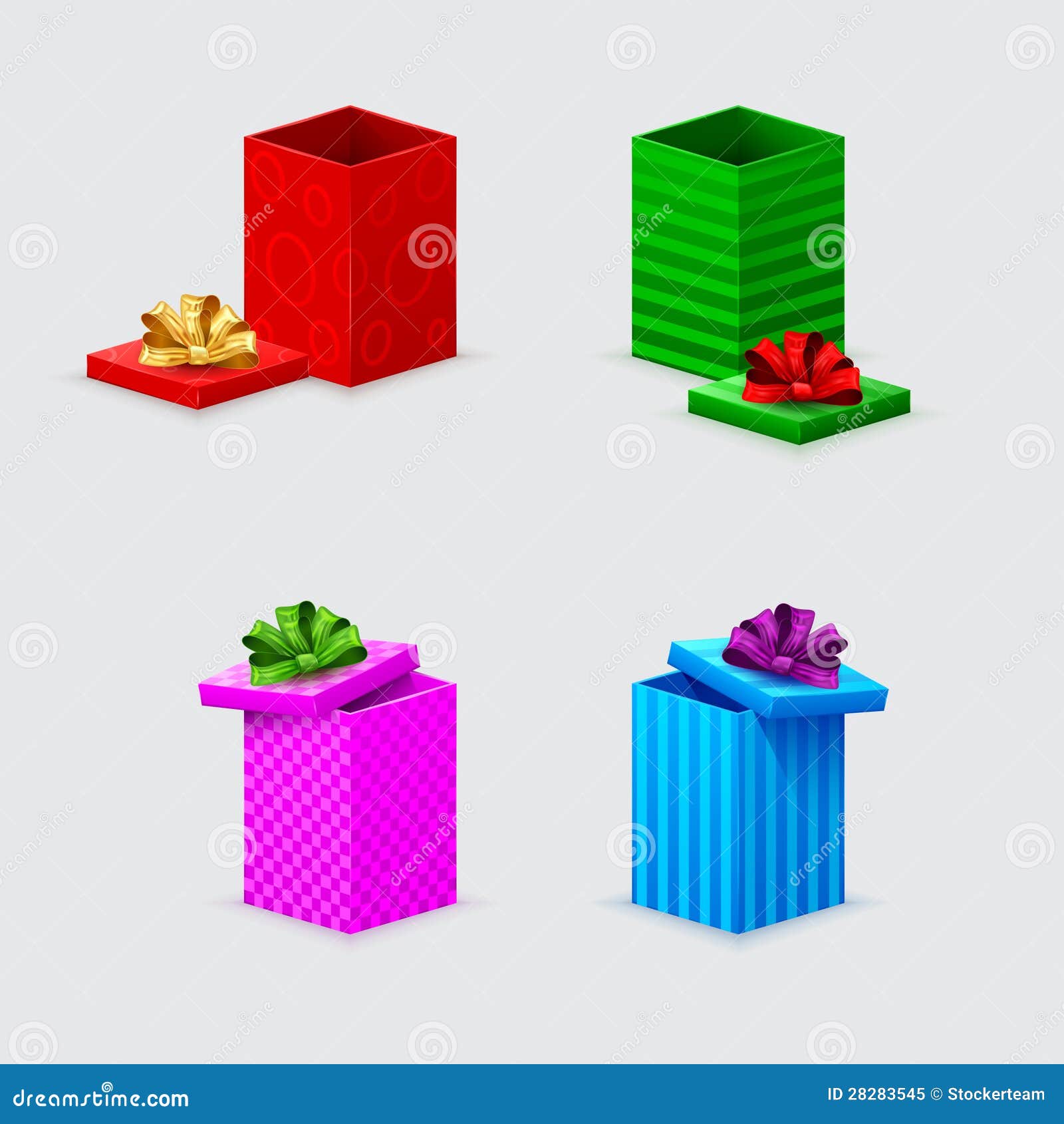 Four gift boxes and covers stock illustration. Illustration of design ...