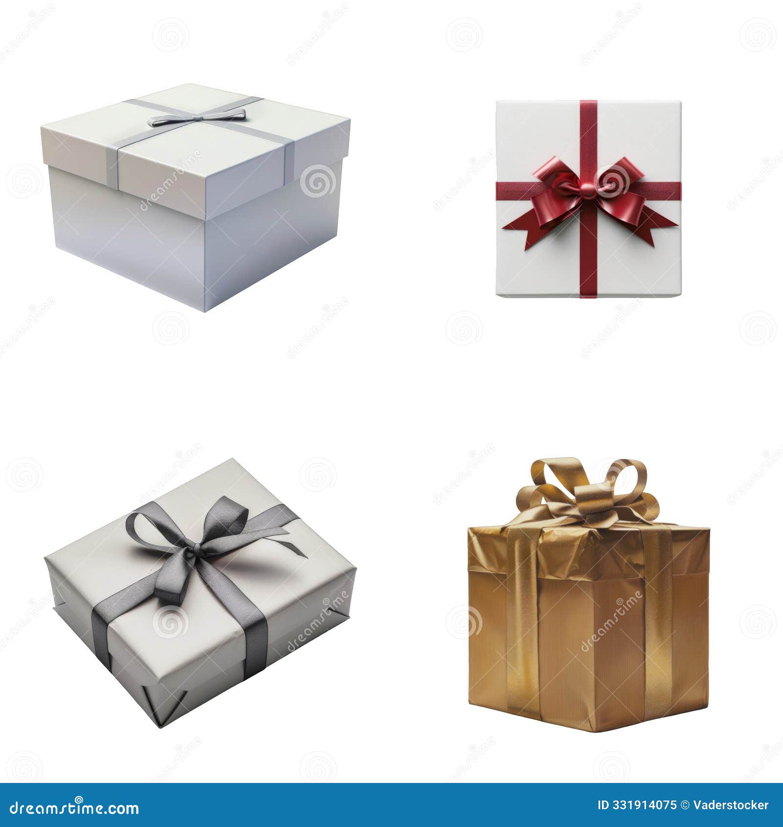 Four Gift Boxes with Different Ribbons and Colors Stock Illustration ...