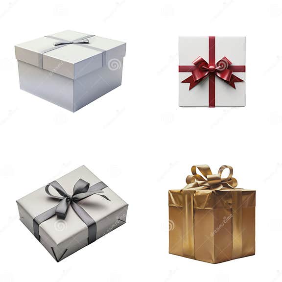 Four Gift Boxes with Different Ribbons and Colors Stock Illustration ...