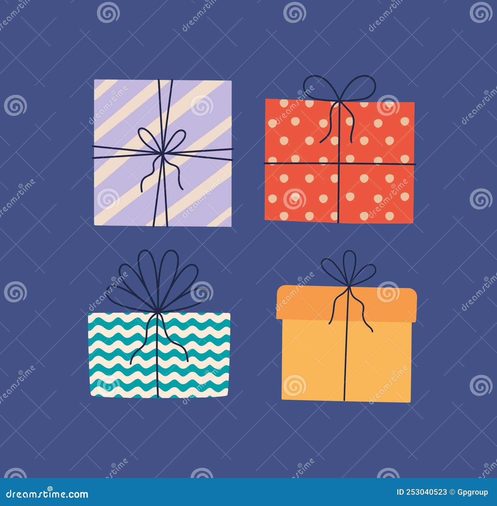 Four gift boxes stock vector. Illustration of creative - 253040523