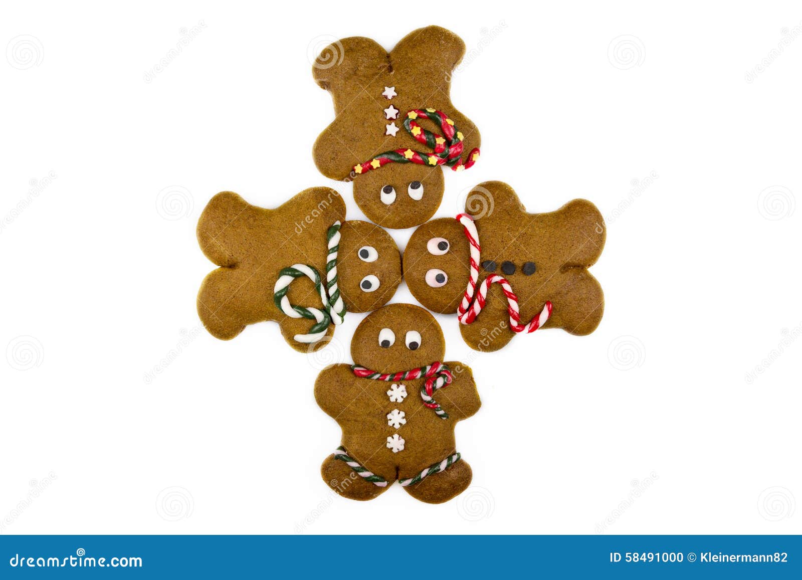 Four gingerbread men stock photo. Image of eyes, dessert - 58491000