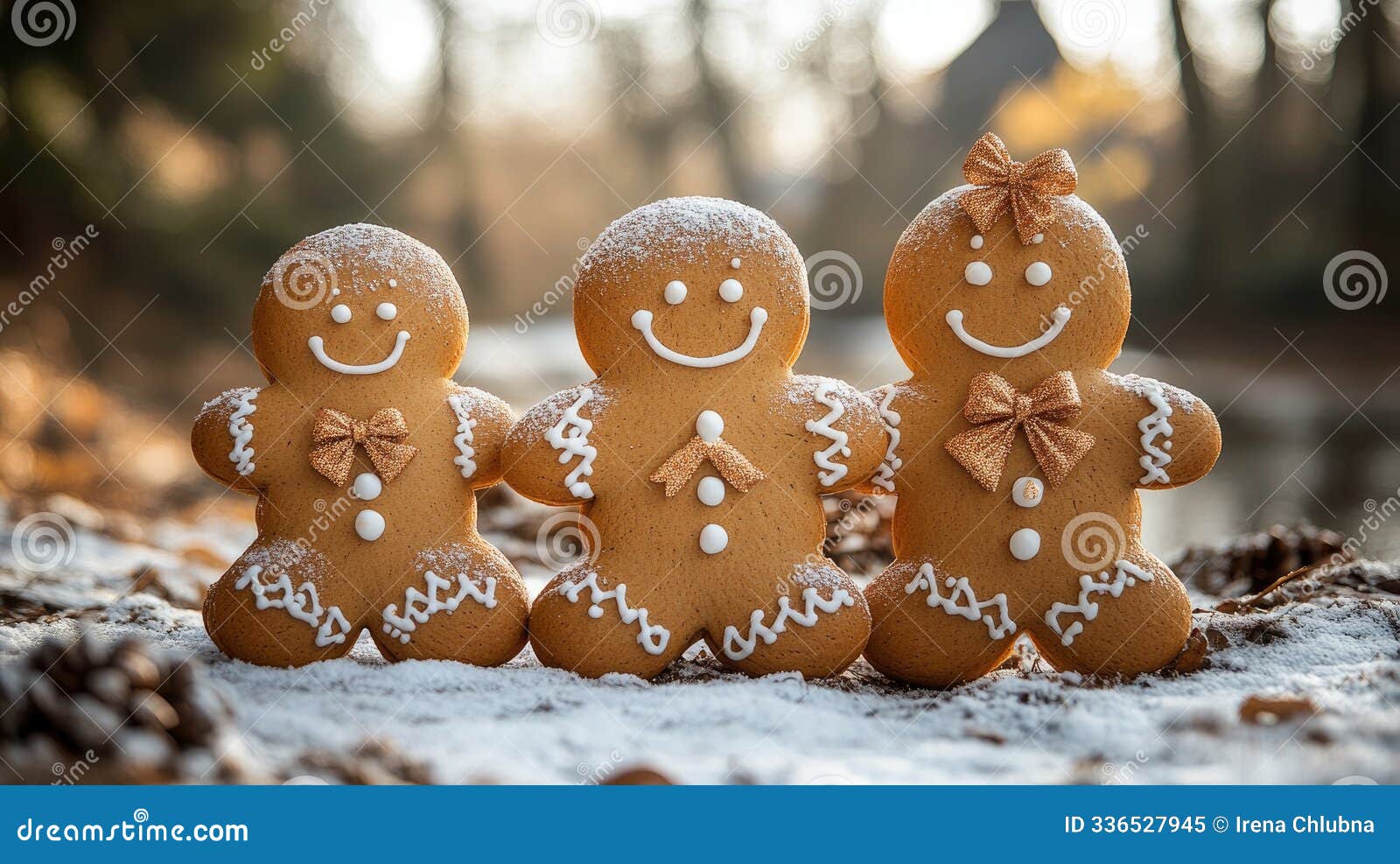 Four Gingerbread Men Wearing Winter Clothes Smiling on White Background ...