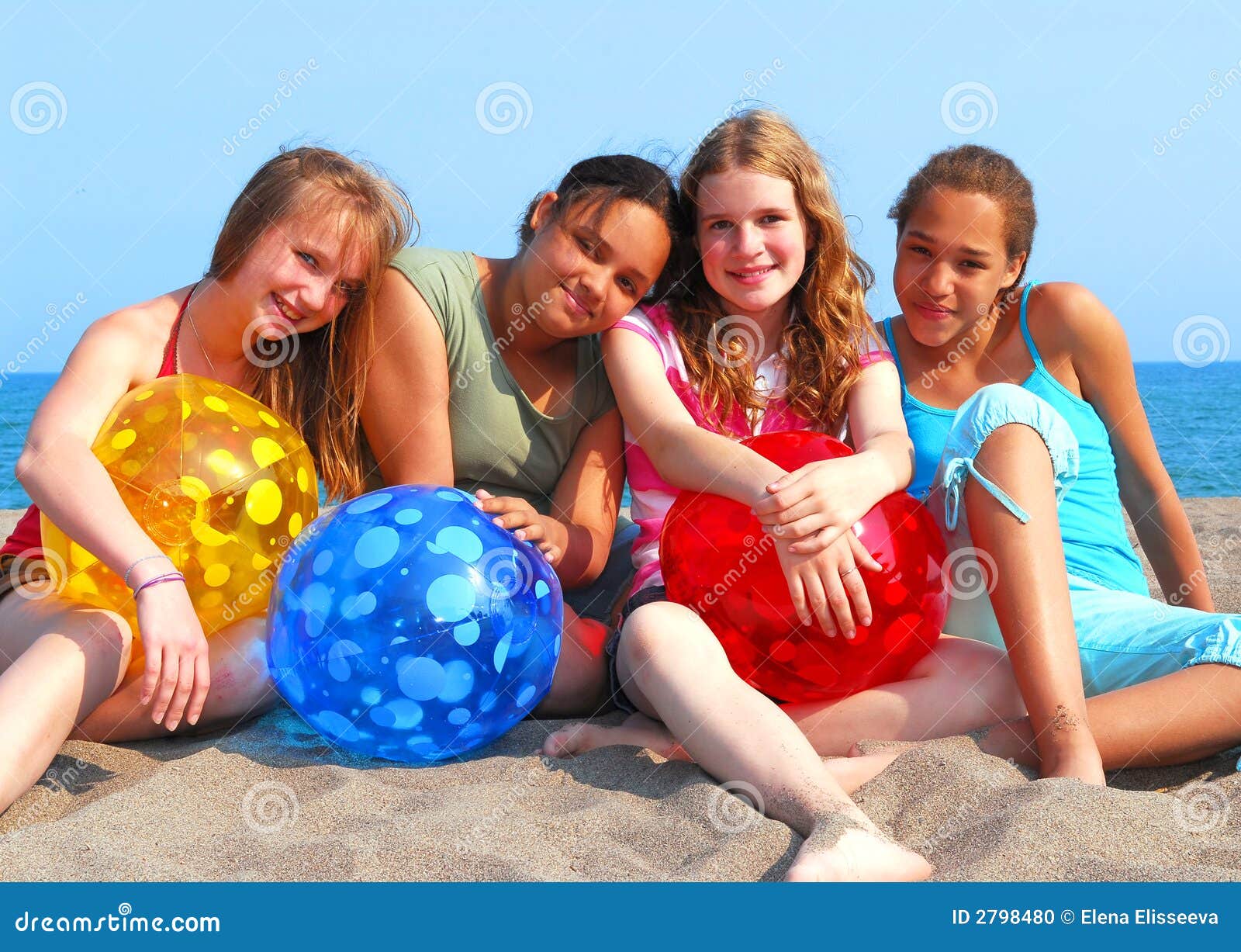 Four Girls On A Beach Stock Photo - Image: 2798480