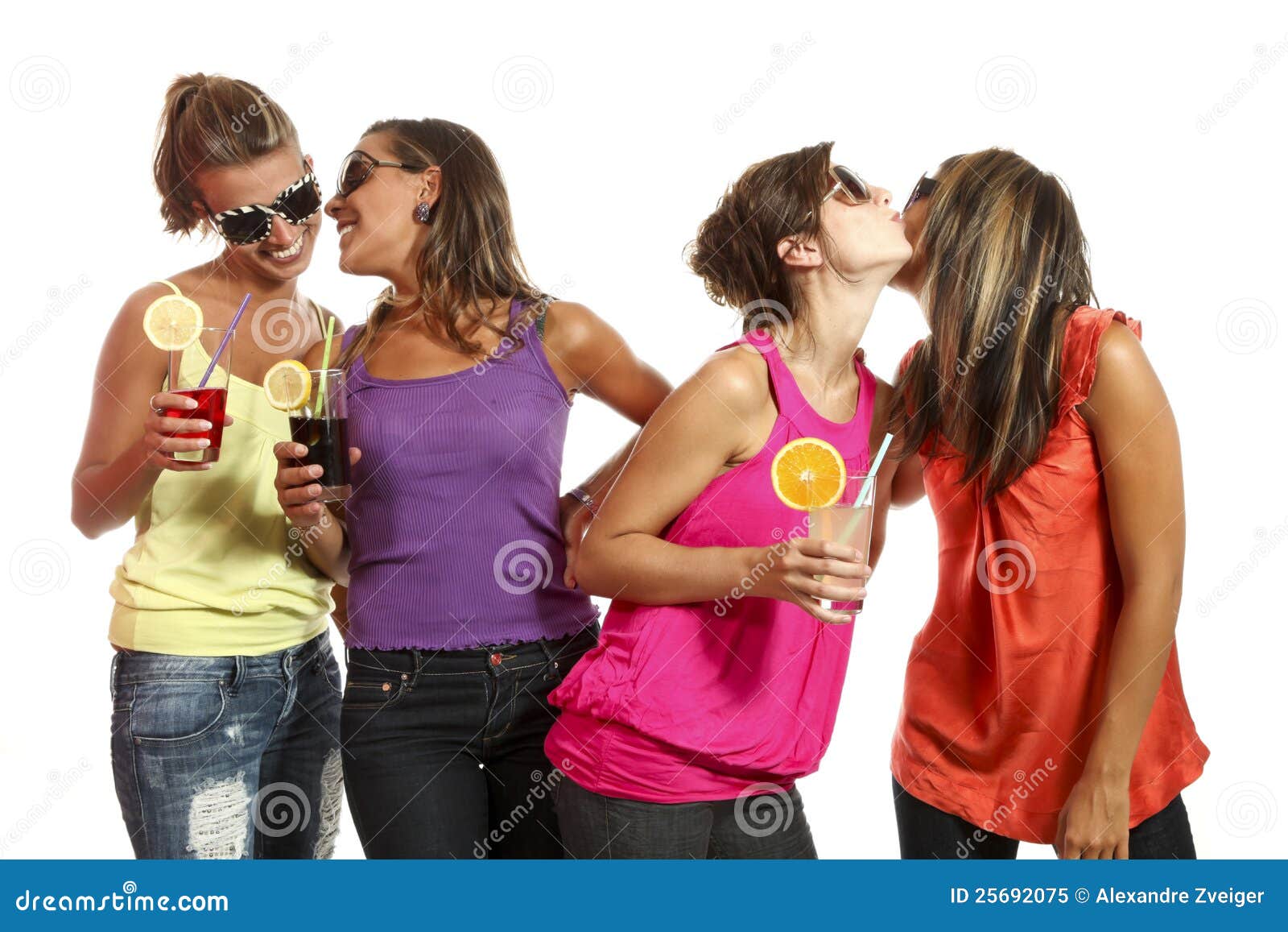 Four girls have fun stock image. Image of glamour, person - 25692075
